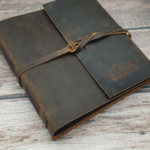 Rustic Leather Scrapbook Album Personalized Photo Album - Etsy