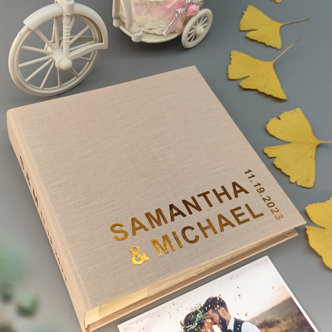 Linen Wedding Photo Album With Sleeves, Hanmade Slip in Scrapbook Album ...