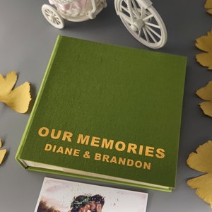 Linen Photo Album With Pockets, Personalized Slip in Photo Album ...