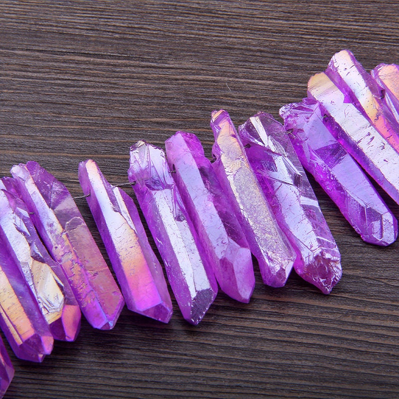Approx 42 Pcs Bright Purple Aura Quartz Point Rainbow Raw | Etsy