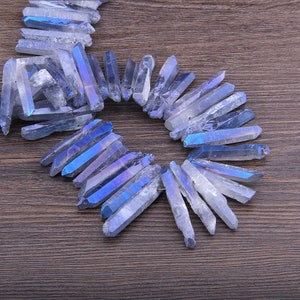 Approx 60pcs Long Rainbow Blue Plated Crystal Quartz Pendant - Etsy