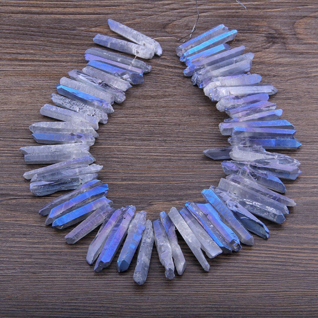 Approx 60pcs Long Rainbow Blue Plated Crystal Quartz Pendant - Etsy