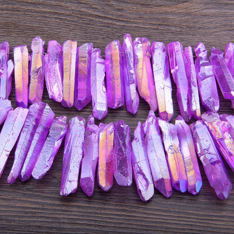 Approx 42 Pcs Bright Purple Aura Quartz Point Rainbow Raw | Etsy
