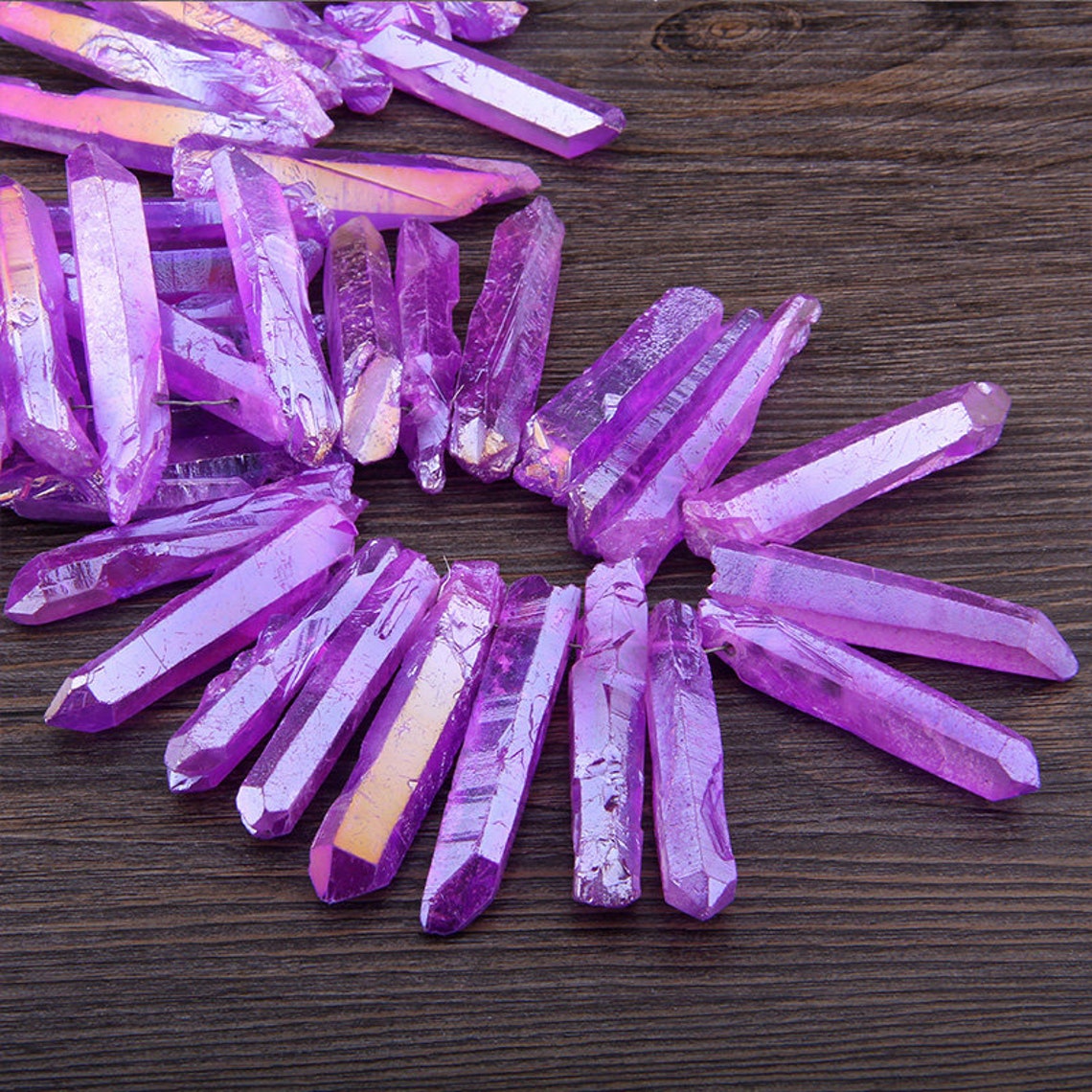 Approx 42 Pcs Bright Purple Aura Quartz Point Rainbow Raw | Etsy