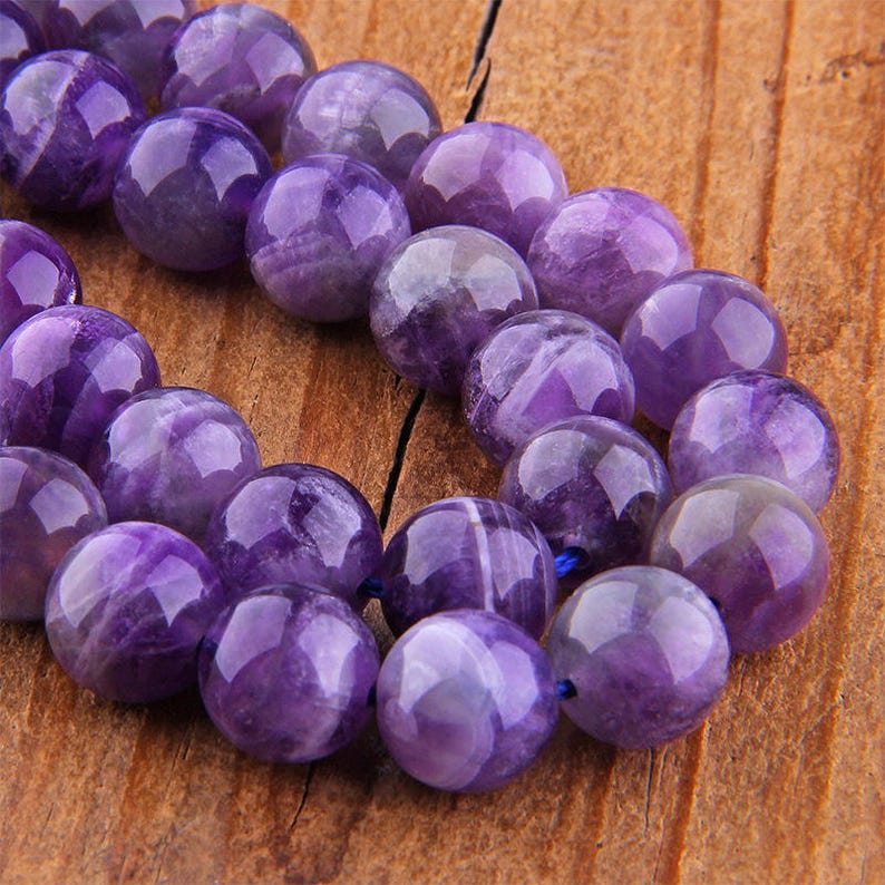 10mm Natural Amethyst Beads Genuine Amethyst Round Beads | Etsy