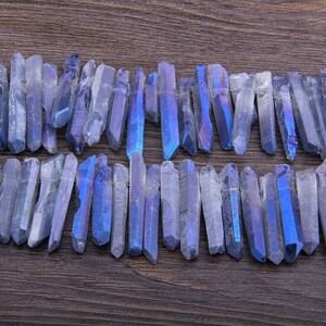 Approx 60pcs Long Rainbow Blue Plated Crystal Quartz Pendant - Etsy