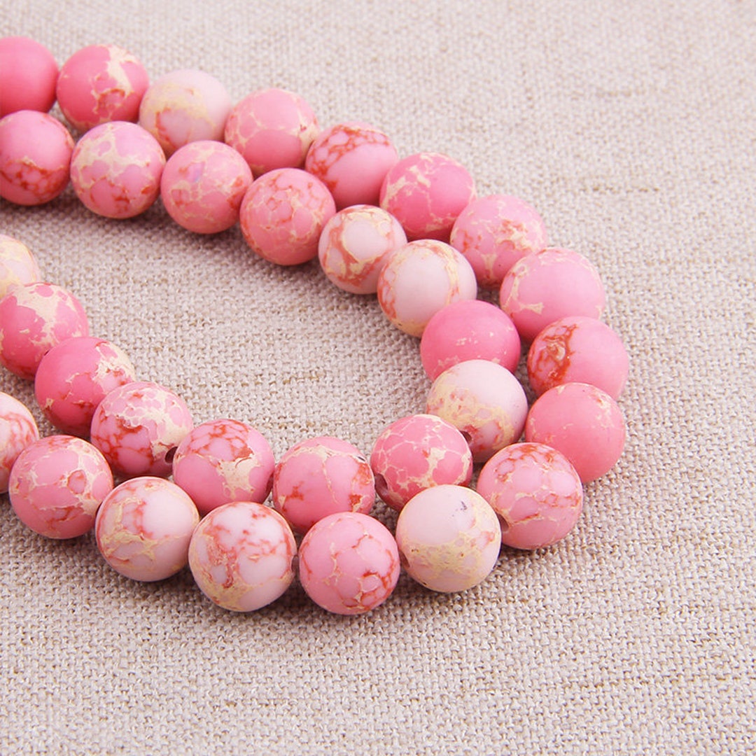 Matte Pink Imperial Jasper Beads , 8mm Sea Sediment Jasper Beads ...