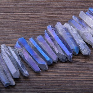 Approx 60pcs Long Rainbow Blue Plated Crystal Quartz Pendant - Etsy