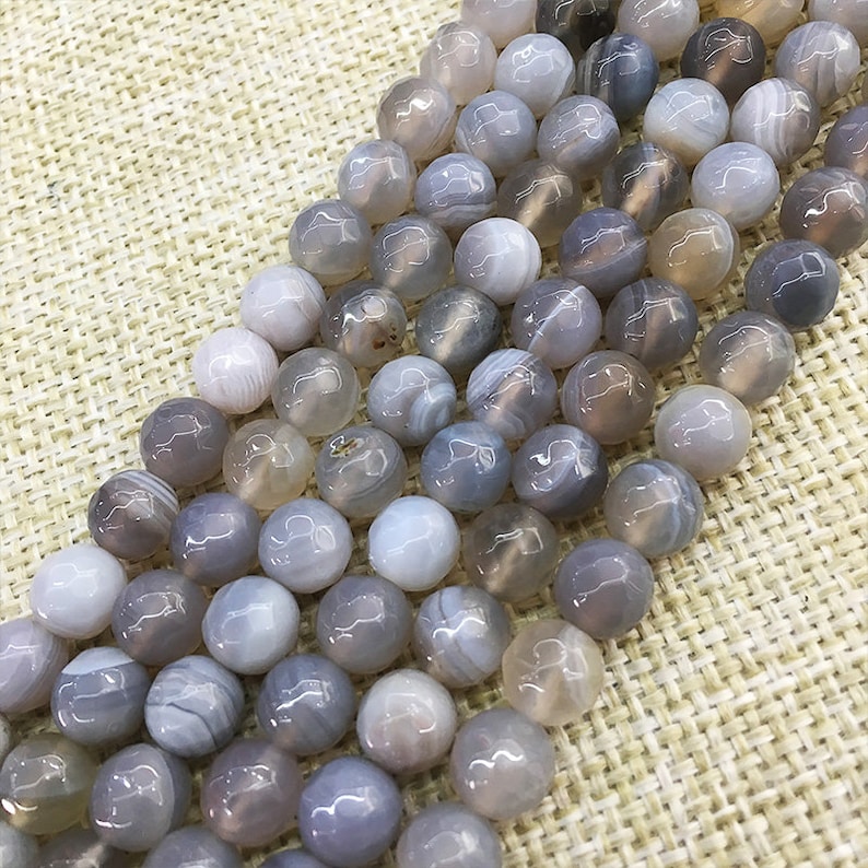 8mm Gray Agate Beads Faceted Agate Beads Gemstone Beads | Etsy