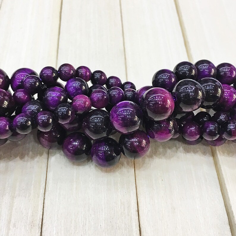Purple Tiger Eye Beads Smooth Tiger Eye Beads Gemstone | Etsy