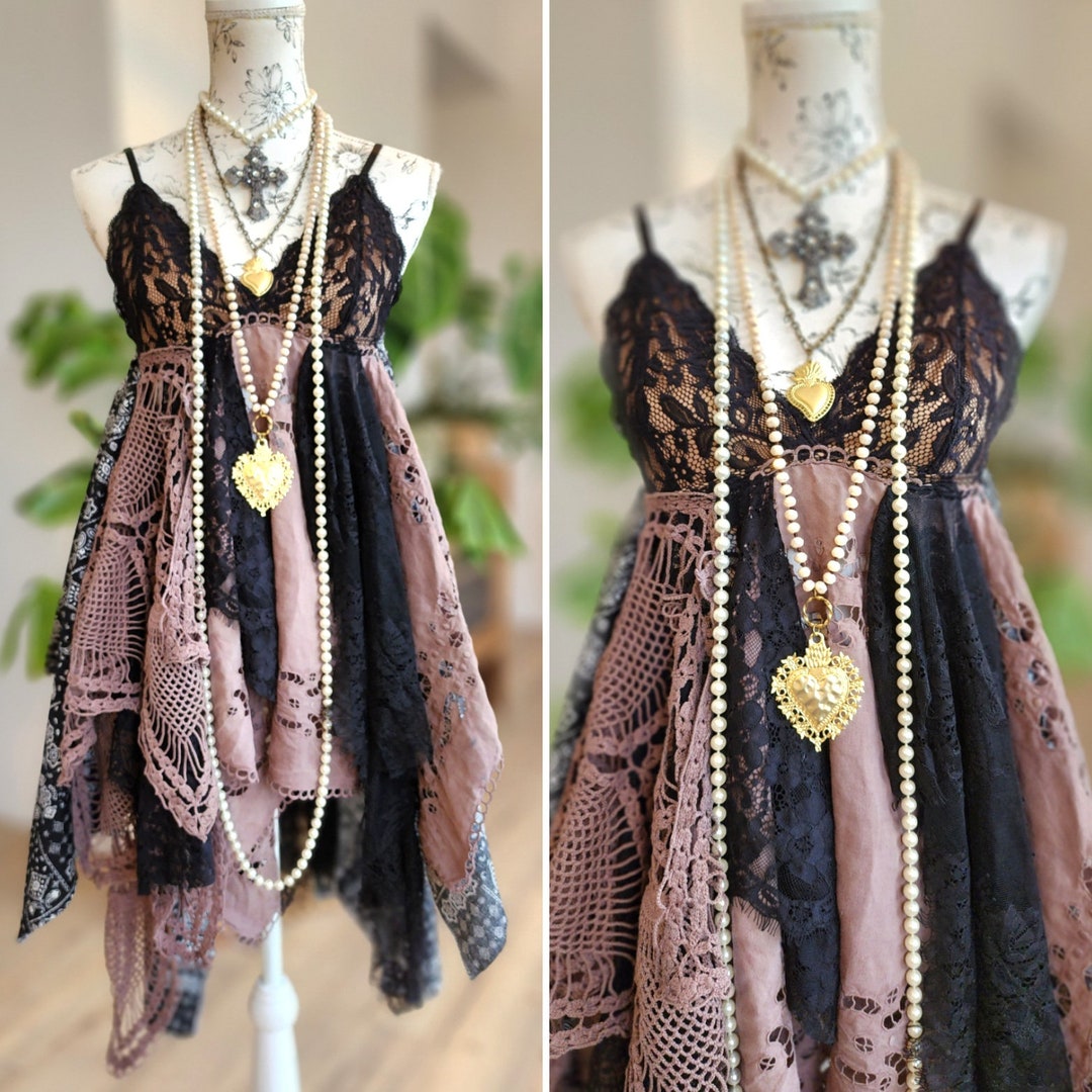 Bohemian Tunic in Recycled Lace, Antique Fabrics and Old Handmade ...