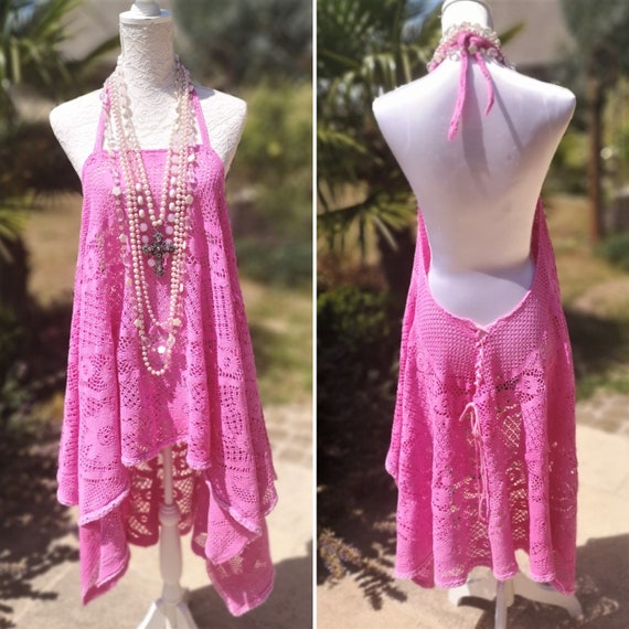 Bohemian Backless Dress in Vintage Style Crochet Lace Boho - Etsy