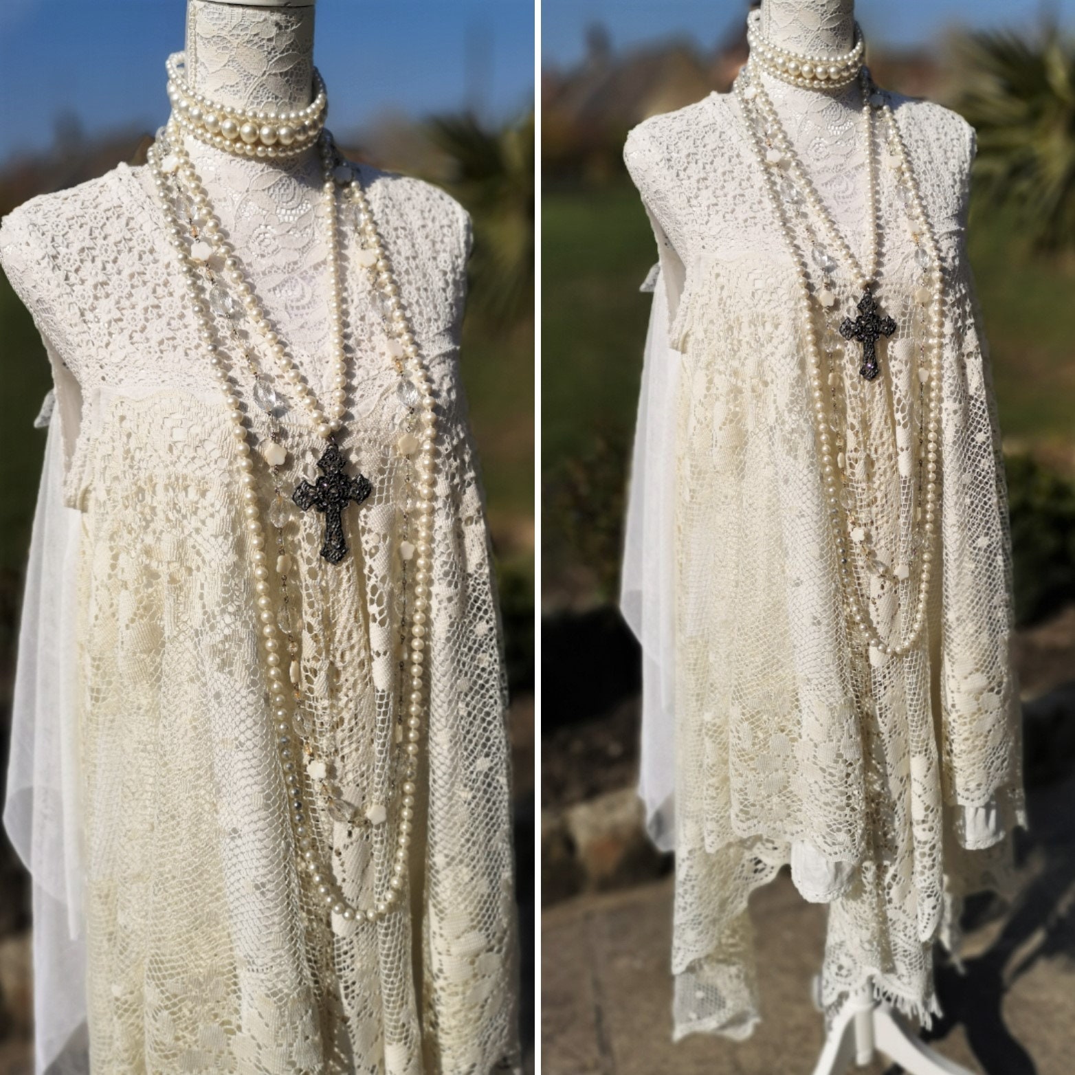 Robe bohème en dentelle vintage style crochet tulle et | Etsy