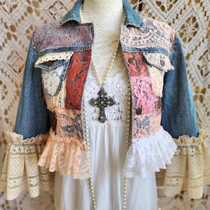 Bohemian Jacket in Patchwork of Recycled Vintage Calais-caudry Lace ...