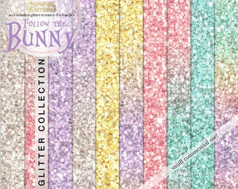 Pastel glitter digital papers spring ombre glitter seamless | Etsy