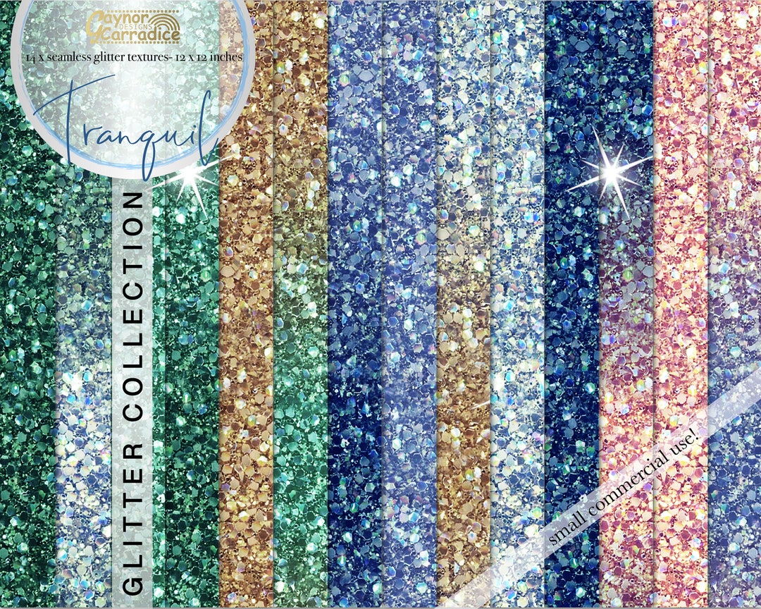 Blush Green and Blue Glitter Digital Papers - Ombre Glitter Seamless ...