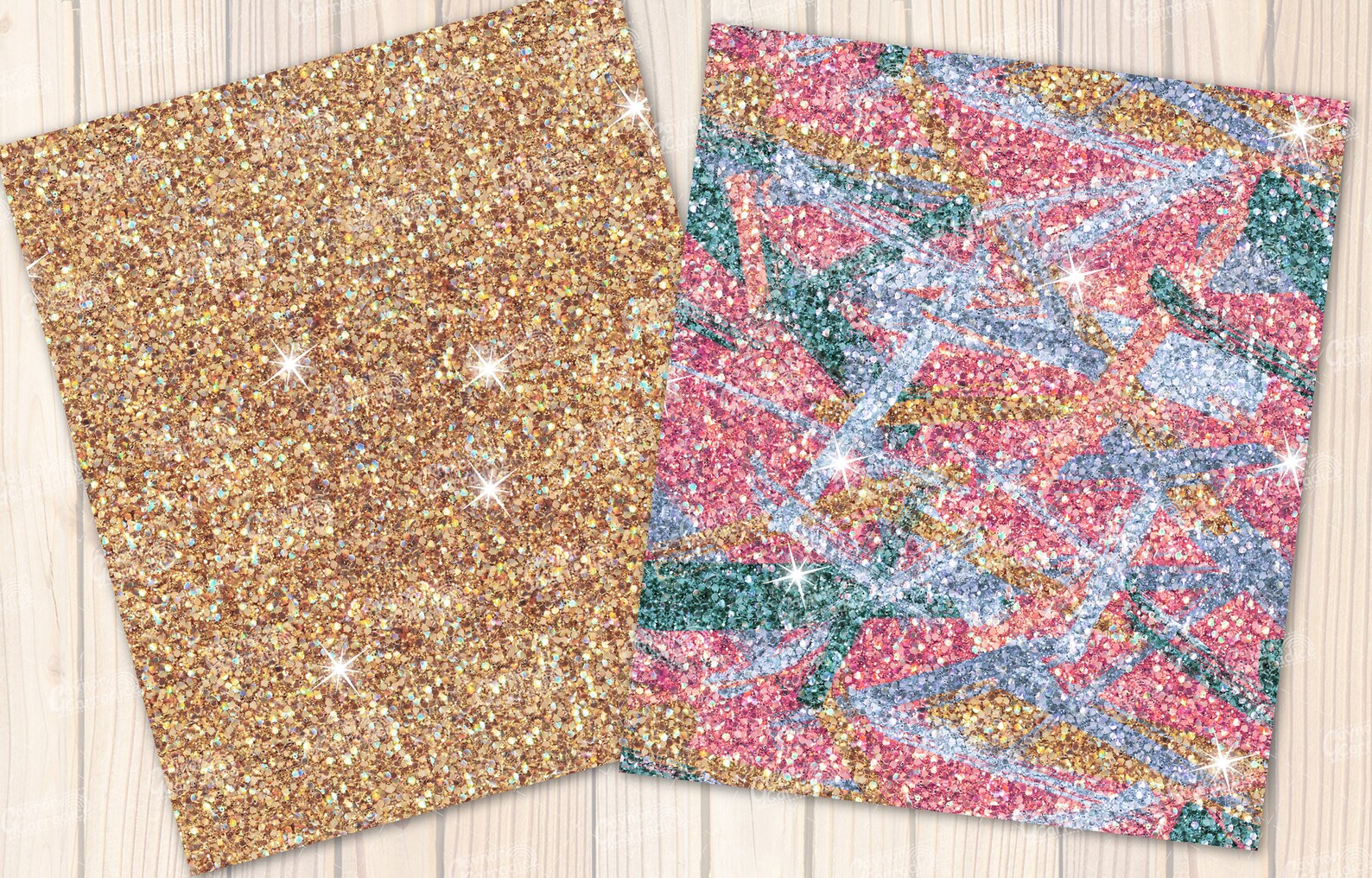 Travel Glitter Digital Papers - Blush, Blue, Gold, Teal Ombre Glitter ...
