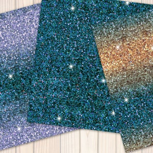 Mermaid Glitter Digital Papers - Pink, Aqua, Blue, Teal Ombre Glitter ...