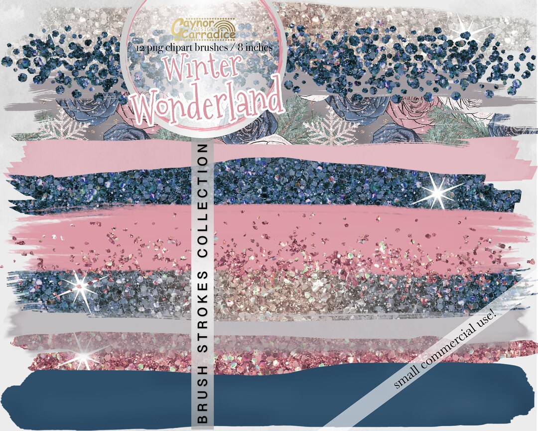 Winter Brush Strokes Clipart, Christmas Glitter Paint Strokes Clipart ...