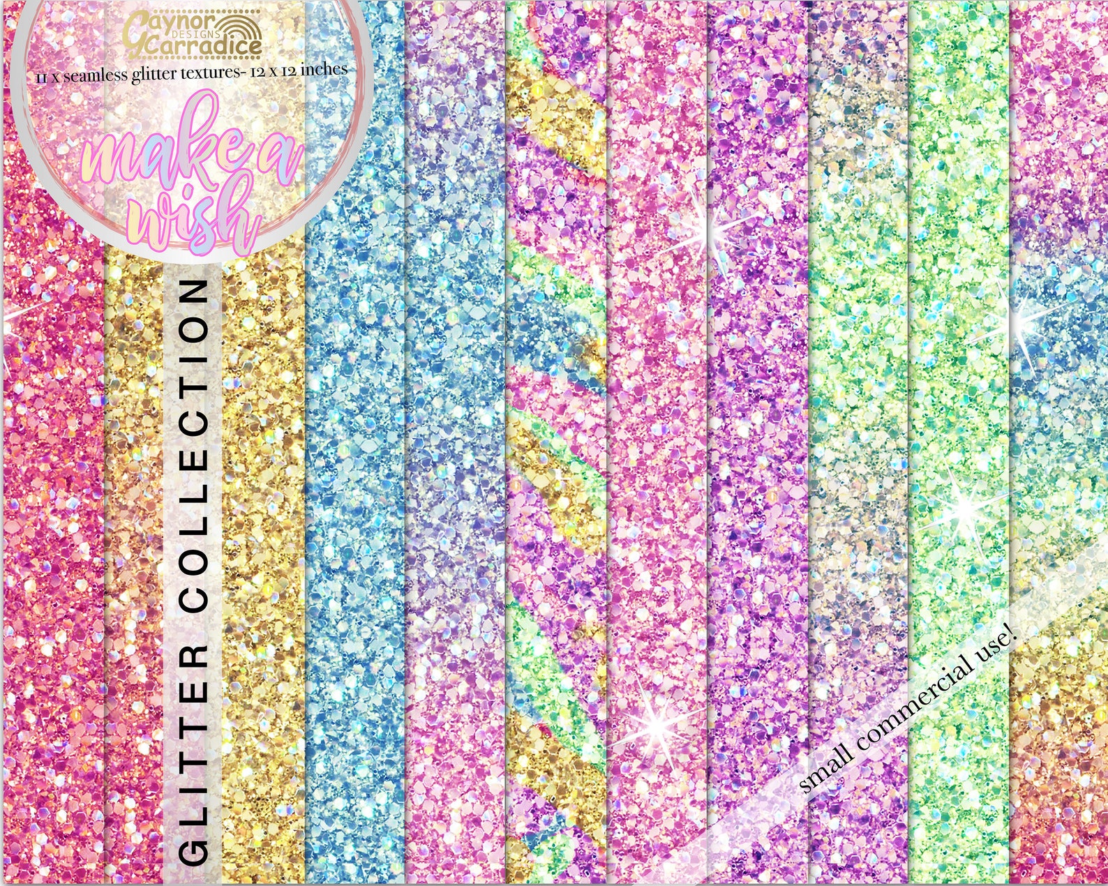 Rainbow Glitter Digital Papers Pastel Ombre Glitter Seamless - Etsy