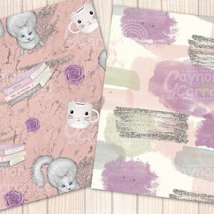 Cute Cats Digital Papers - 10 Watercolor Pastel Seamless Patterns ...