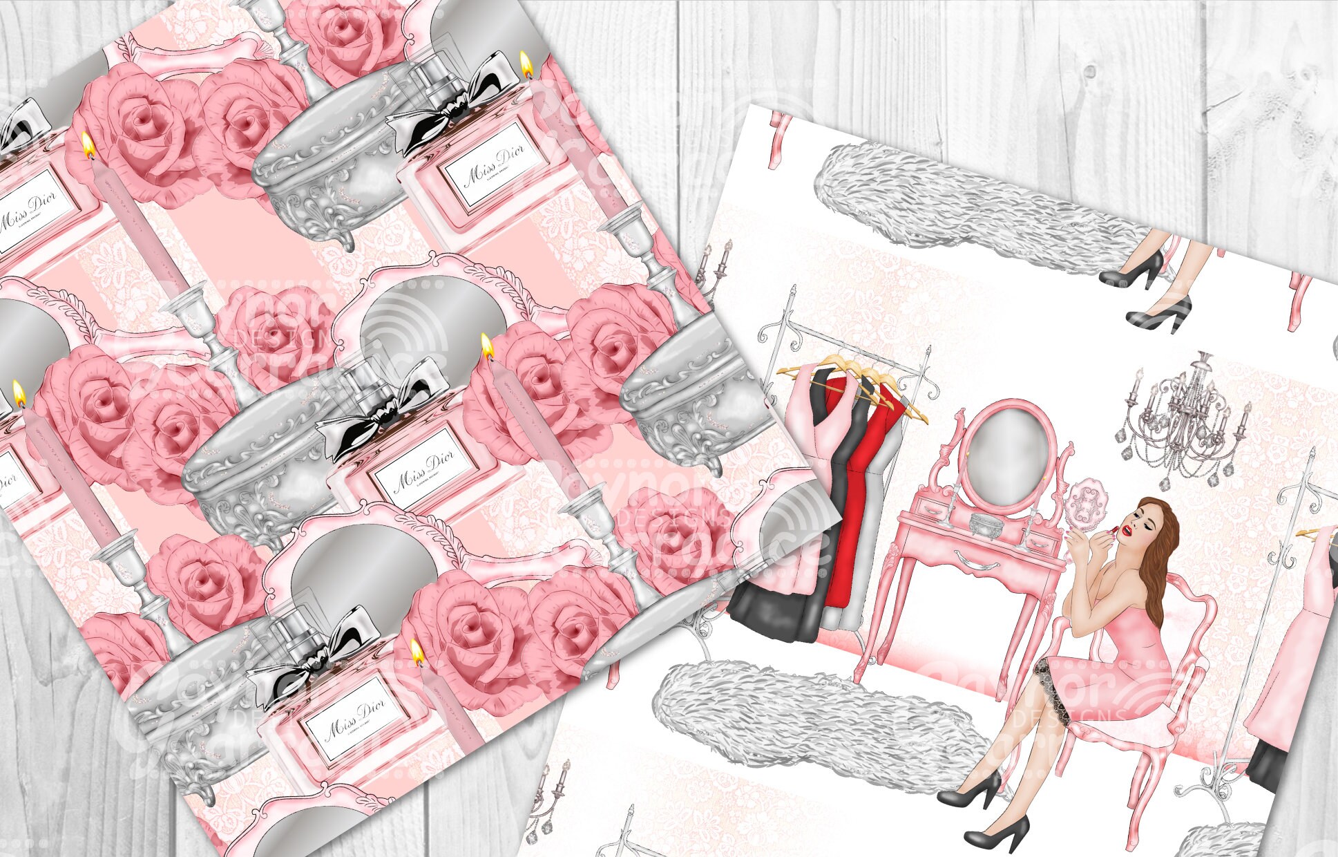 Beauty Fashion Digital Paper, Make up Digital Paper, Date Night Paper ...