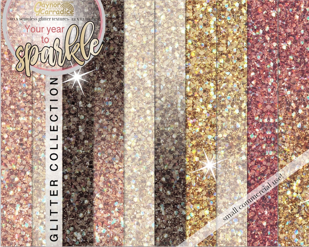 New Year Glitter Digital Papers - Rose Gold Ombre Glitter Seamless ...