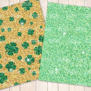St Patricks Day Glitter Digital Papers - Green and Orange Ombre Glitter ...