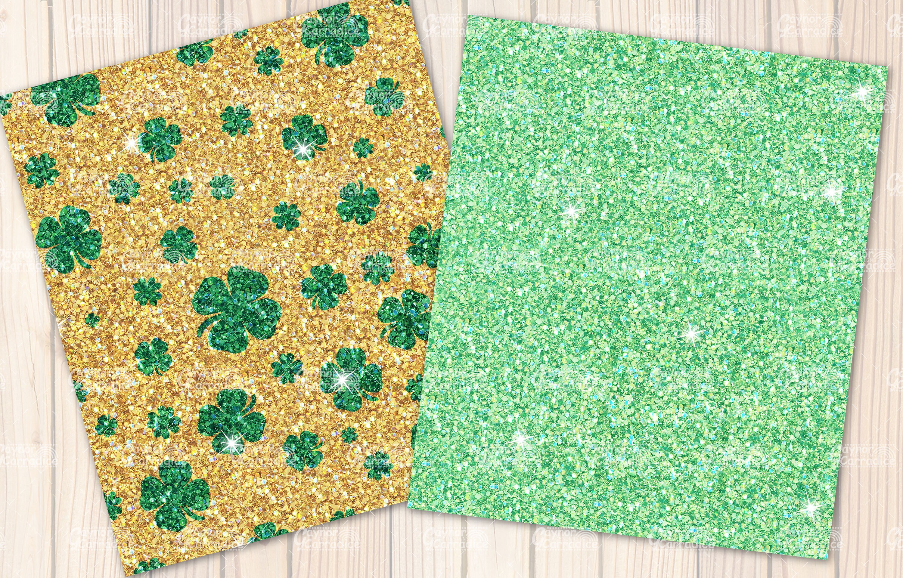 St Patricks Day Glitter Digital Papers Green and Orange - Etsy