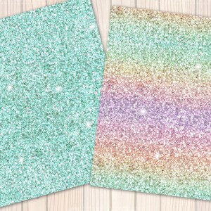 Pastel Glitter Digital Papers - Rainbow Ombre Glitter Seamless Patterns ...