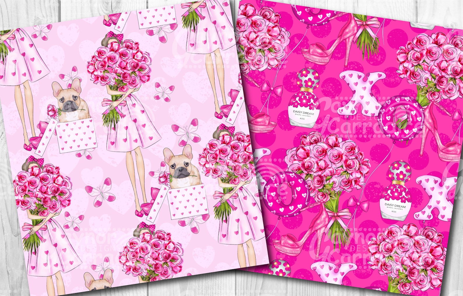 Roses Paper Digital Romantic Digital Paper Seamless Paper - Etsy UK