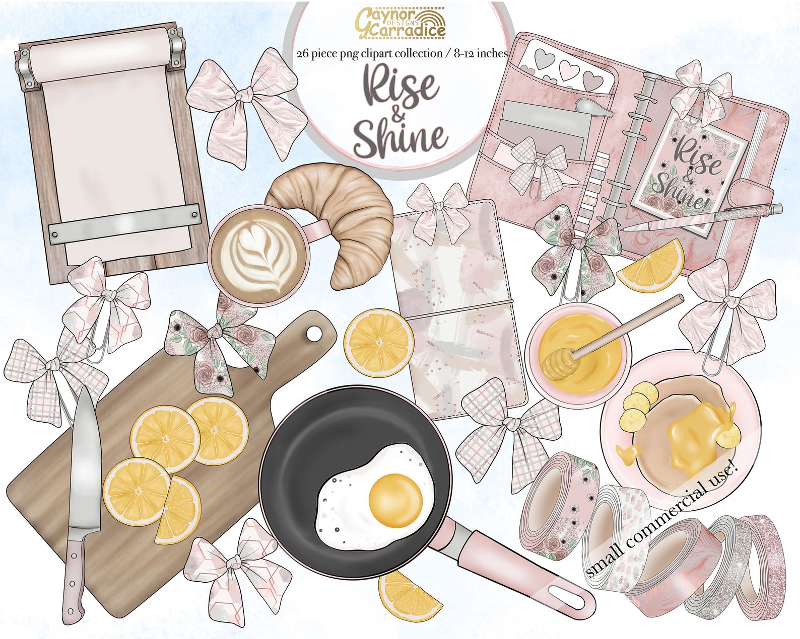 Rise and Shine Planner Clipart - 26 Watercolor Morning Clip Art ...