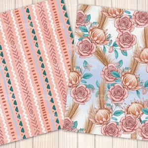 Boho Beach - Abstract and Floral Boho Digital Papers - 12 Watercolor ...