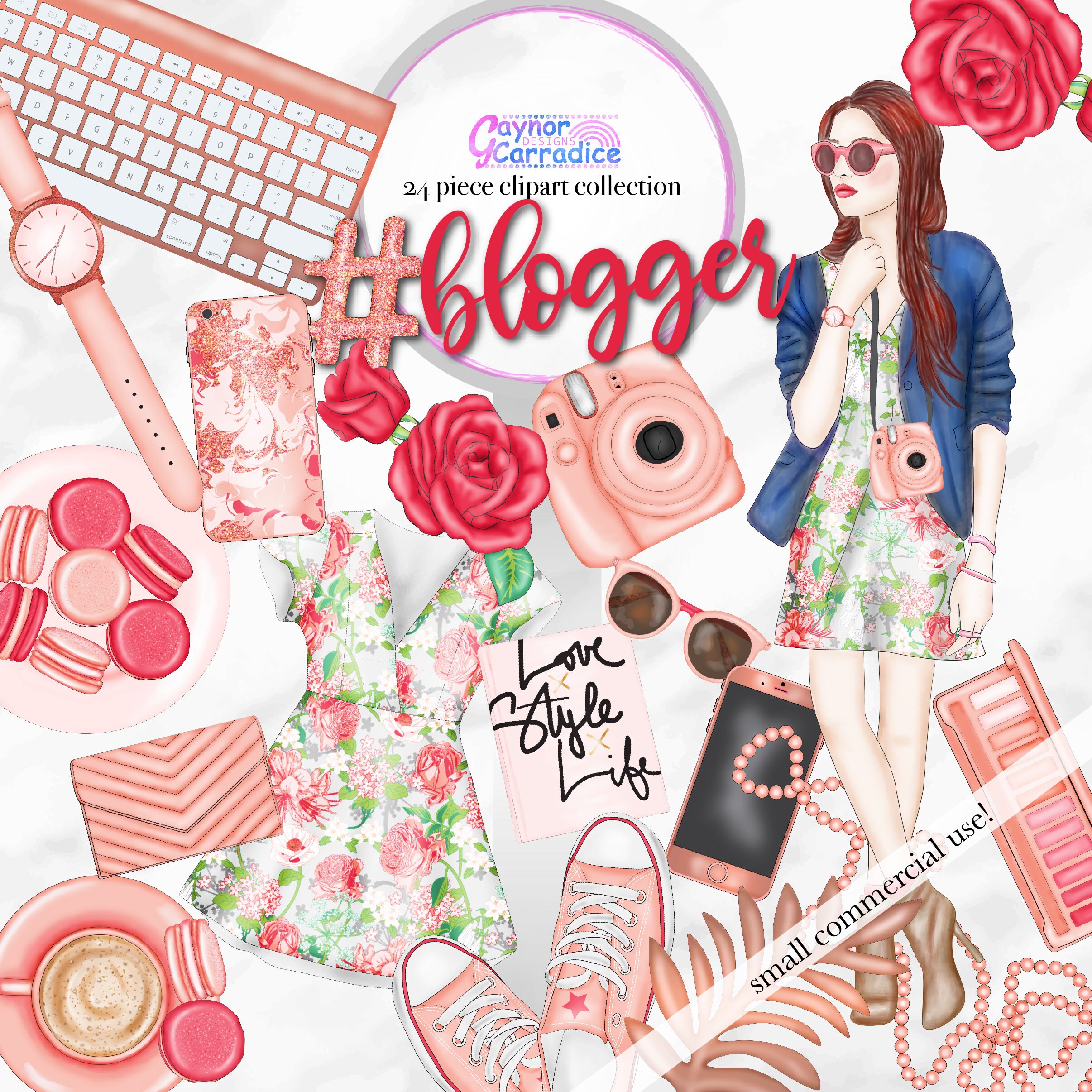 Blogger Clipart Fashion Blush Pink Clip Art Planner Graphics - Etsy UK