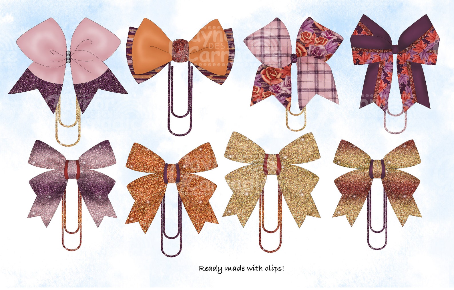 Autumn Planner Bows Clipart Fall Planner Clip Printable - Etsy
