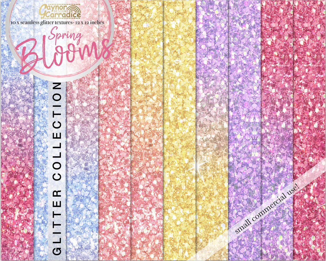 Spring Glitter Digital Papers Pastel Ombre Glitter Seamless | Etsy