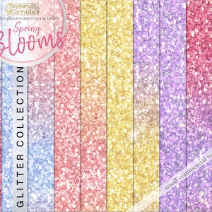 Spring Glitter Digital Papers - Pastel Ombre Glitter Seamless Patterns ...