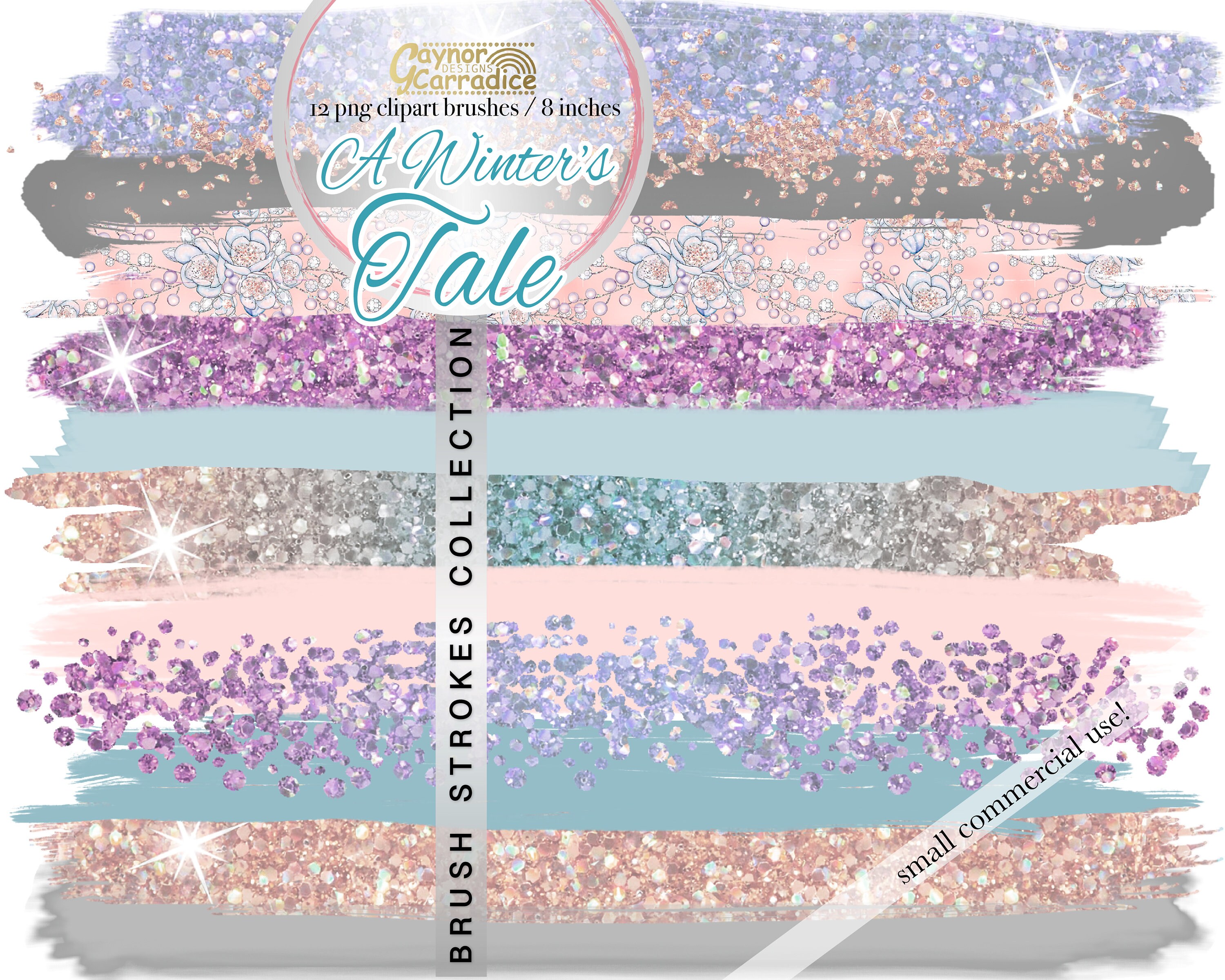 Winter Brush Strokes Clipart Christmas Glitter Paint Strokes - Etsy