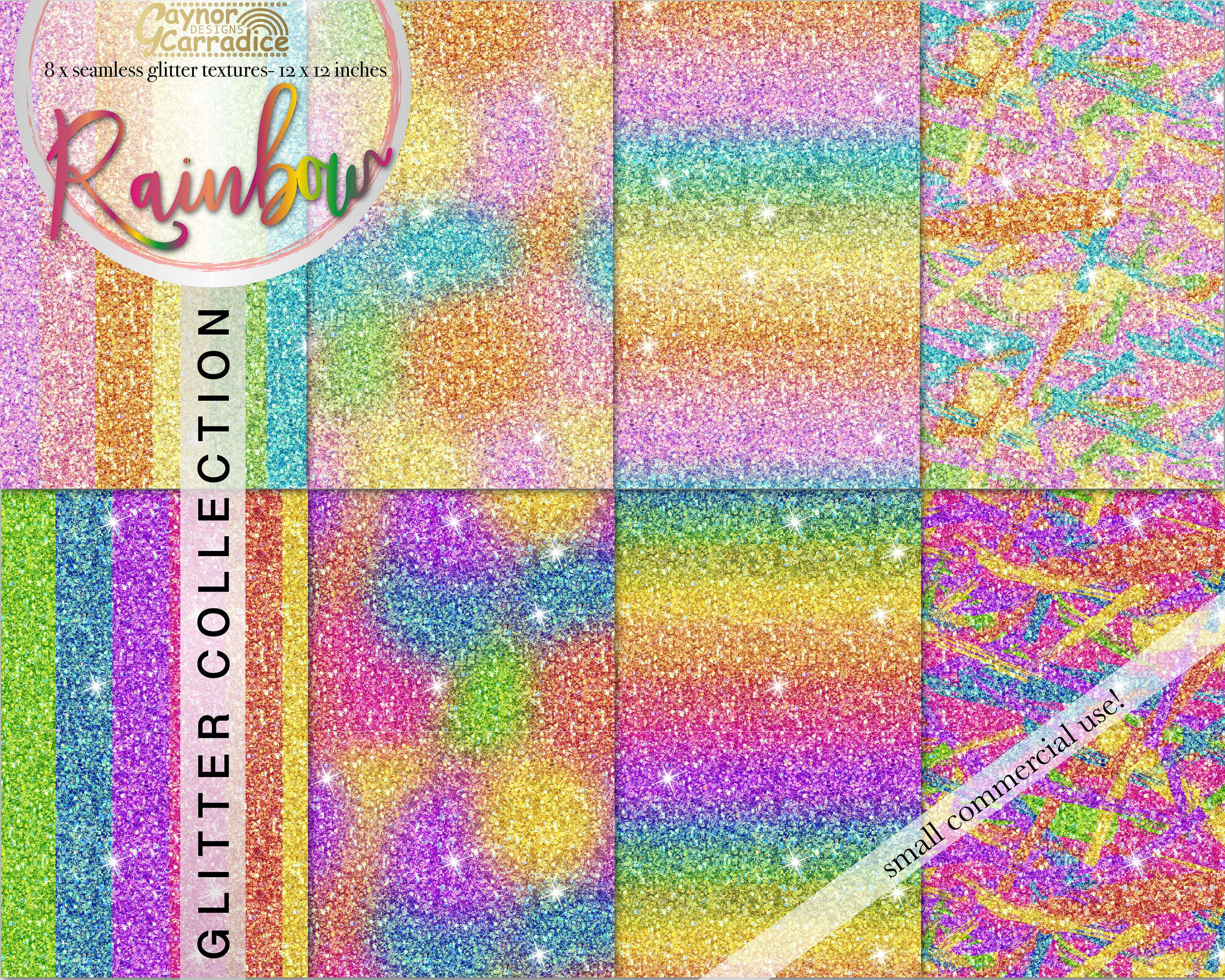 Rainbow Glitter Digital Papers Multi Colored Ombre Glitter - Etsy UK