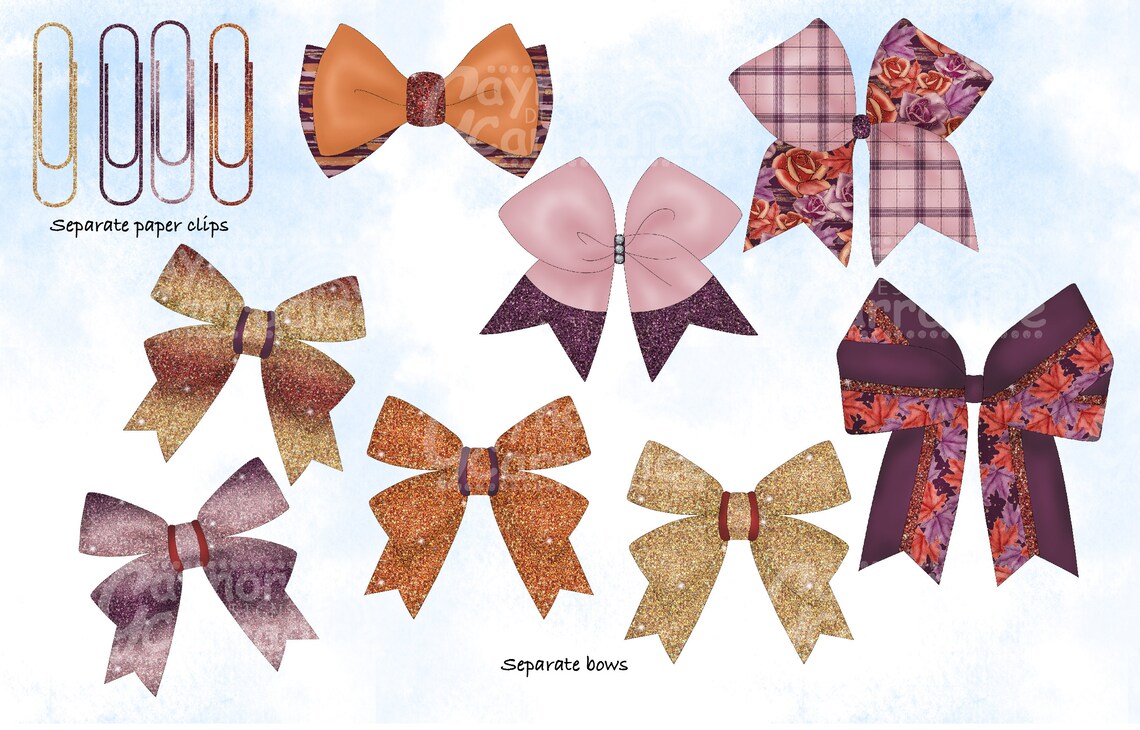 Autumn Planner Bows Clipart Fall Planner Clip Printable - Etsy