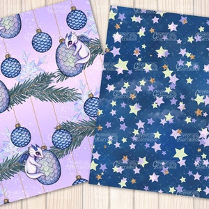 Watercolor Winter Digital Papers - 12 Dragon Seamless Patterns, Purple ...
