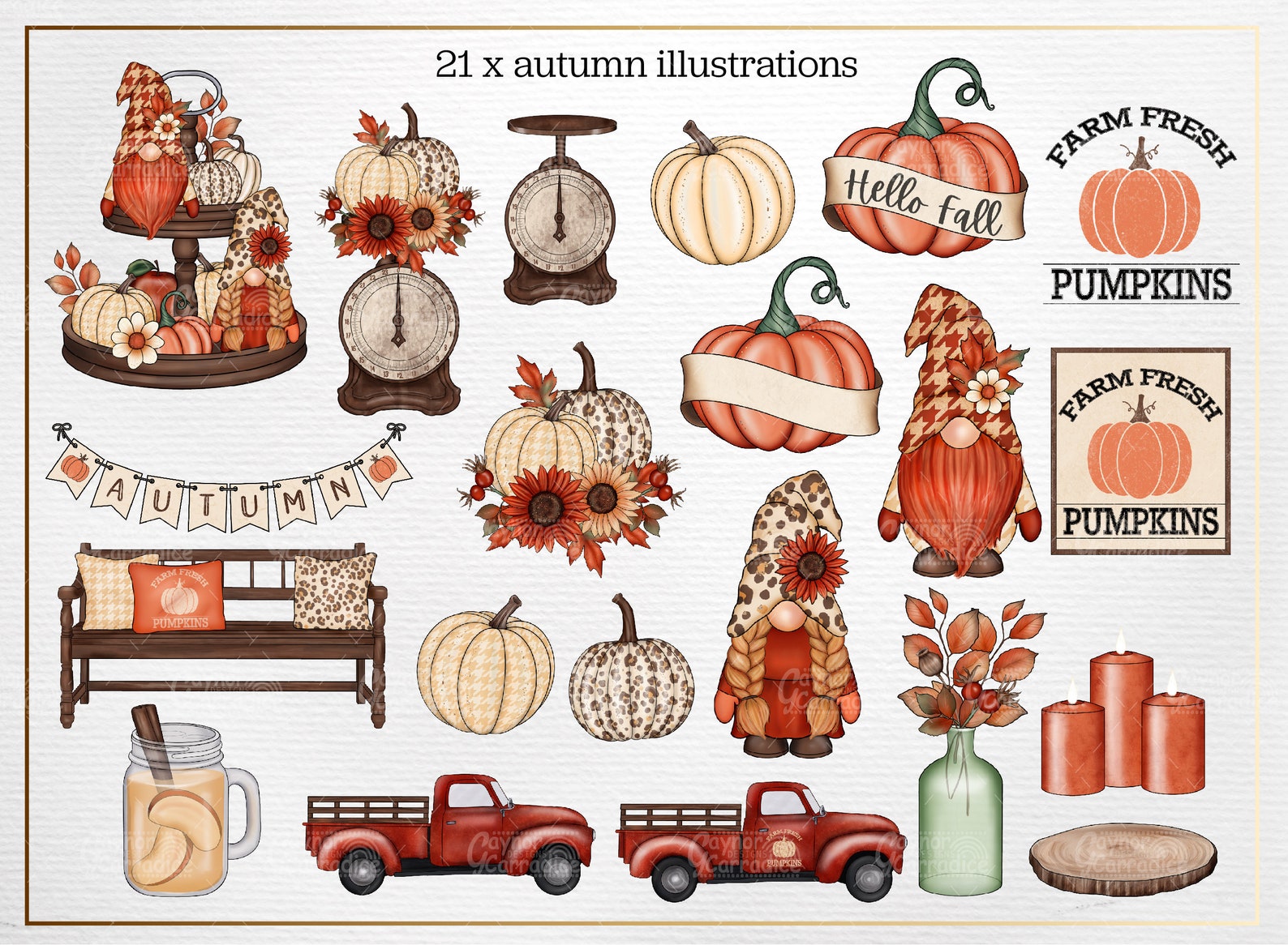 Autumn Farmhouse Clipart Bundle Fall Digital Paper / Fall - Etsy