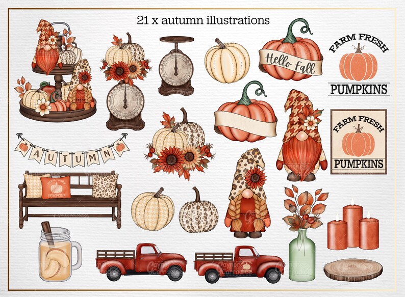 Autumn Farmhouse Clipart Bundle Fall Digital Paper / Fall - Etsy