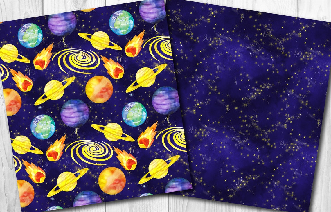 Watercolor Space Digital Paper Space Digital Paper Space - Etsy