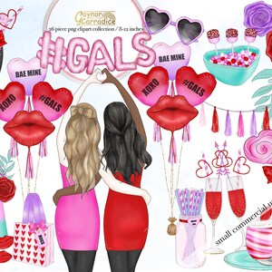 Friends Valentine Clipart - 26 Piece Girls Party Planner Graphics ...