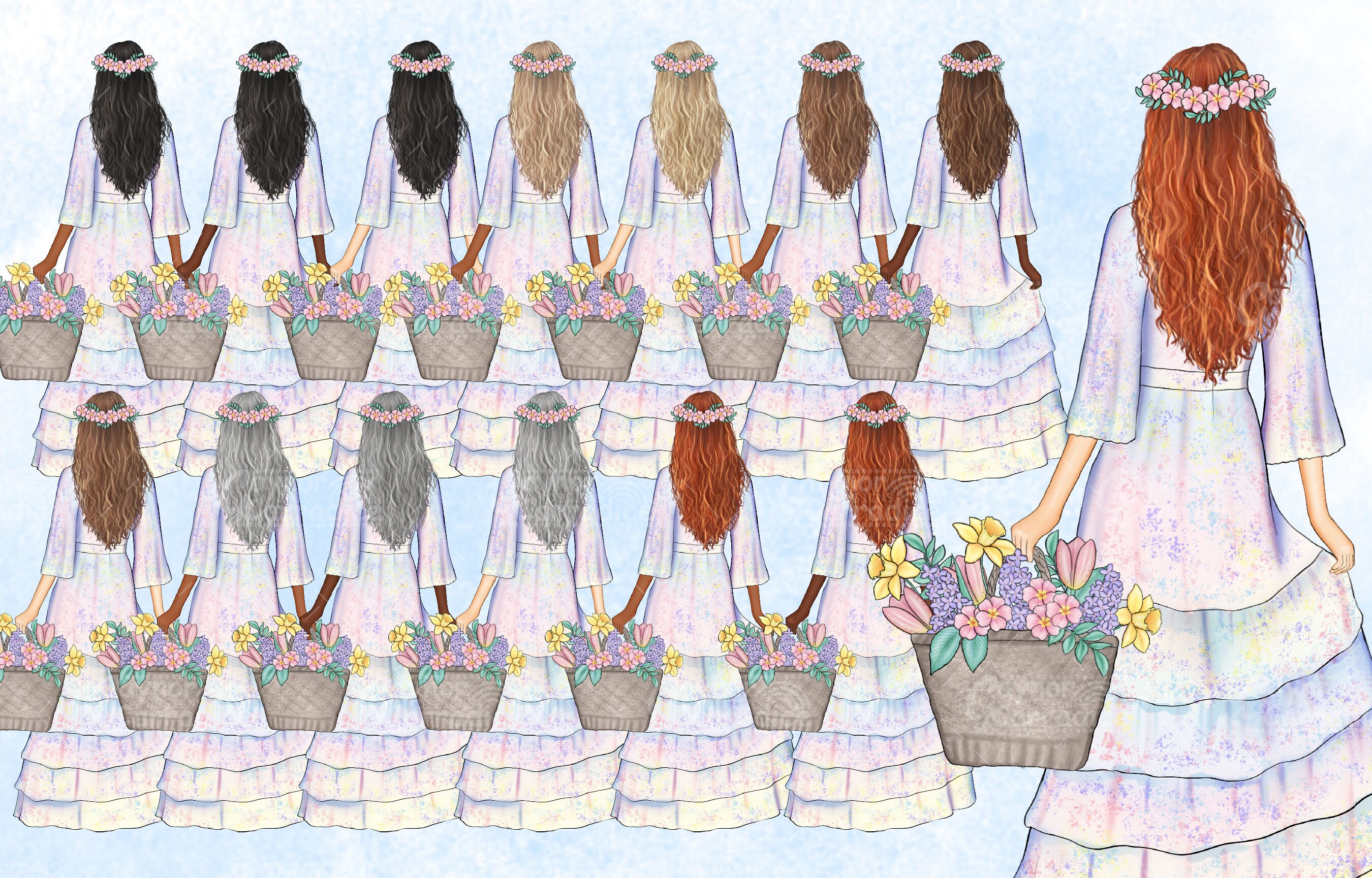 Spring Fresh Clipart 39 Pastel spring clip art watercolor | Etsy