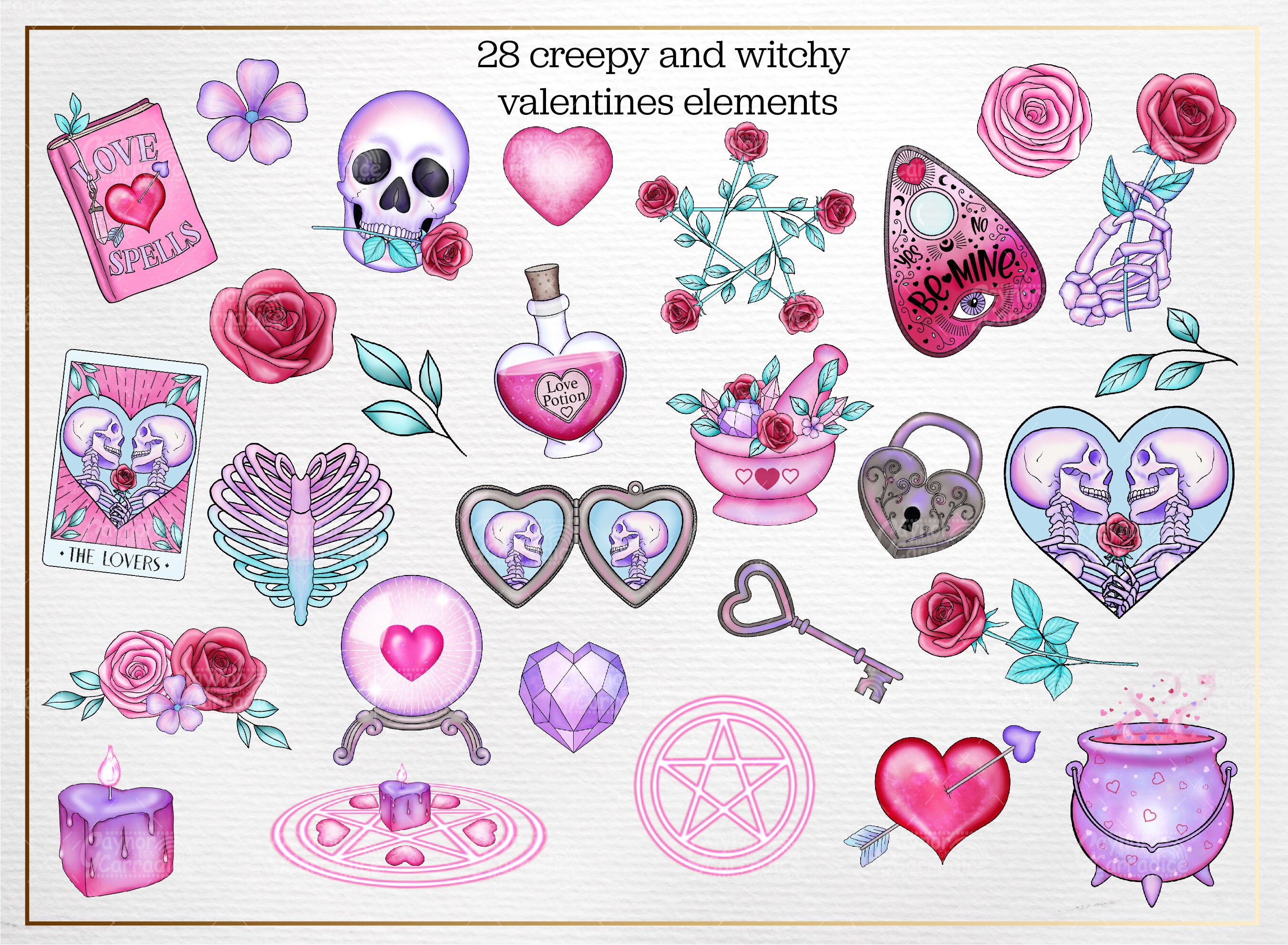 Love Spell Clipart Bundle Witch Valentines Bundle Creepy | Etsy UK