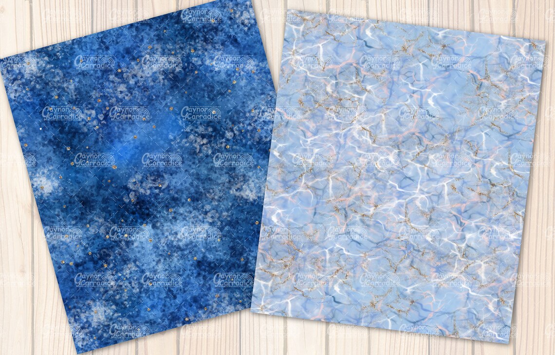 Tranquil - 12 Watercolor Digital Papers - Blue Seamless Patterns ...