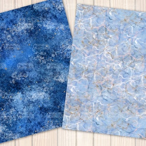 Tranquil - 12 Watercolor Digital Papers - Blue Seamless Patterns ...