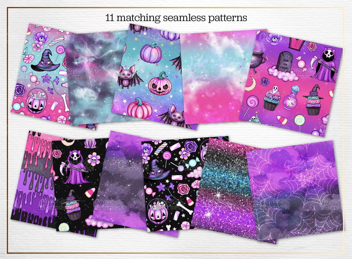 Pretty Creepy Clipart Bundle 2 - Cute Halloween Digital Paper, Clipart ...